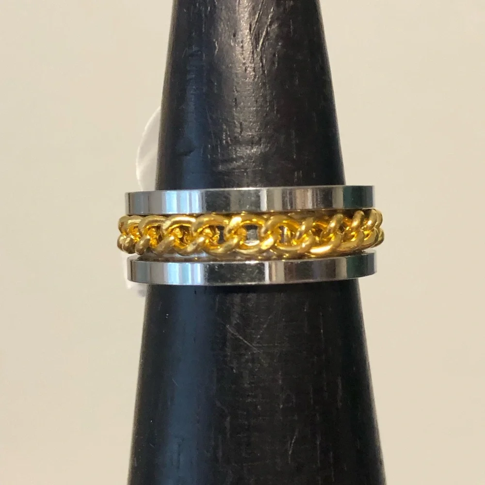 Jewelry | 32 Womens Fidget Spinner Ring Gold Tone Chain Band Size 9 ...